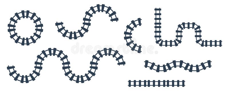 Railway Train Track Vector Illustration Isolated on White Background ...
