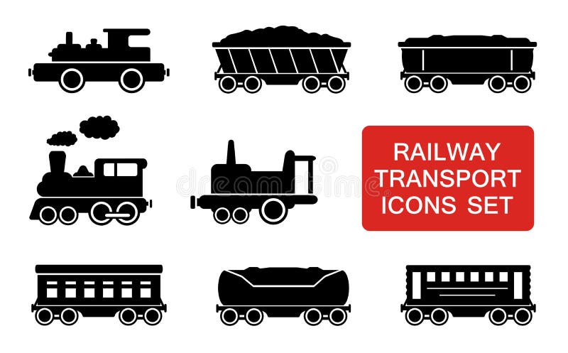 Railway transport icons stock vector. Illustration of steam - 73167911