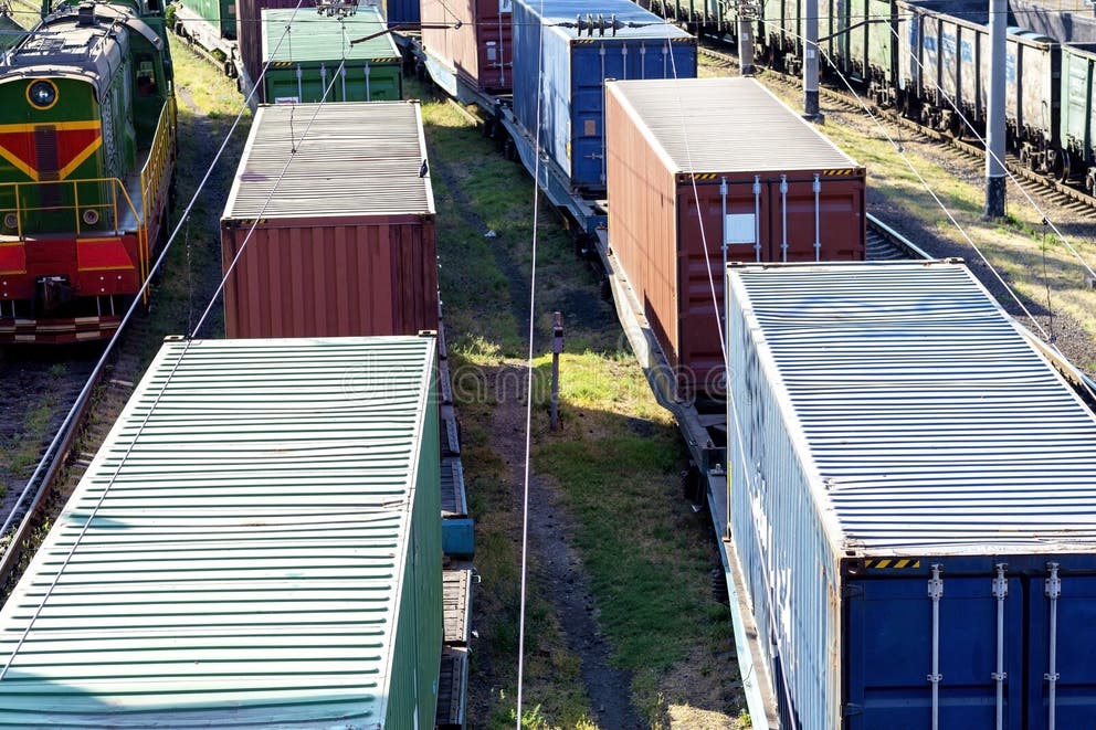 Railway Transport. Transportation of Containers on Railway Transport ...
