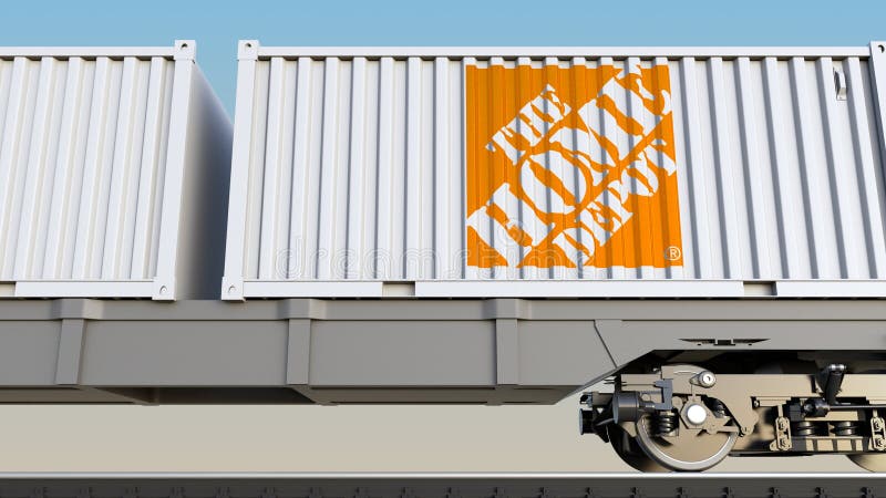 Railway Transportation of Containers with the Home Depot Logo ...