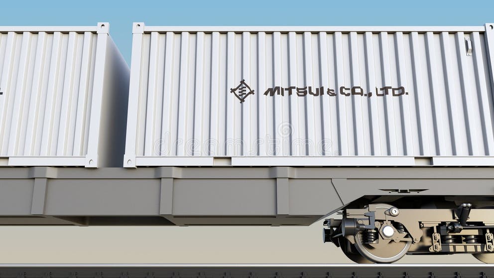 Railway Transportation of Containers with Mitsui and Co. Logo ...