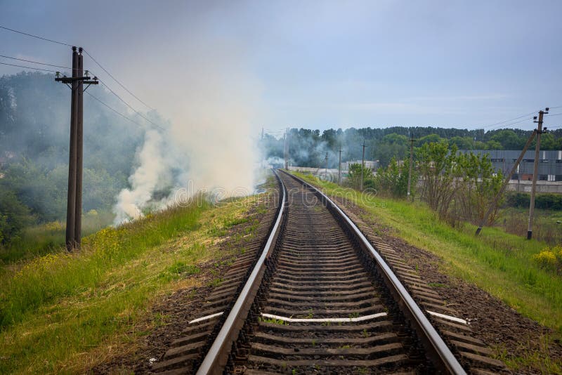 Railway for the Transportation of Heavy Freight Trains Stock Photo ...