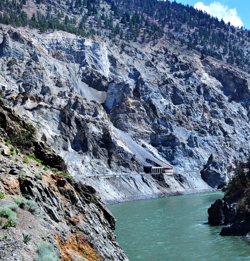 Railway Tunnel High Above the Thompson River, Canada Stock Photo ...
