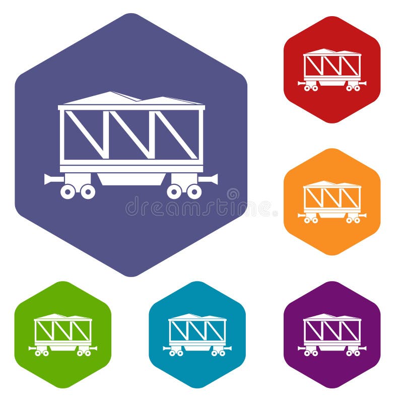 Railway Wagon Icons Set Hexagon Stock Vector - Illustration of ...