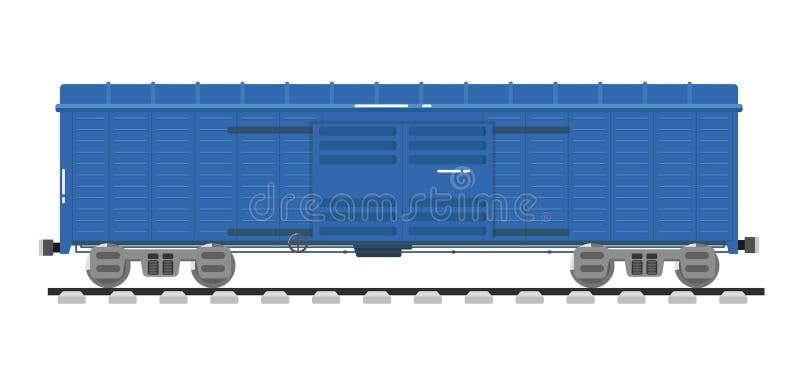 Cargo Train Side View Cargo Train On A Rail Road Set 2440706 Vector