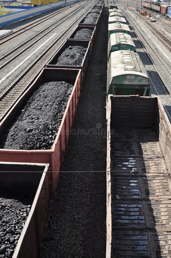 Railway. the cars of coal. stock photo. Image of passage - 30296208