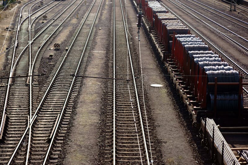 Rail Network with Freight Train Stock Photo - Image of rail, goods ...