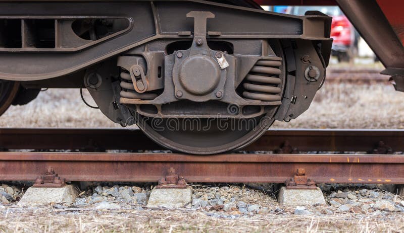 Railway Wheel Wagon, Train Brake, Transport Concept Stock Photo - Image ...