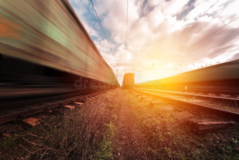 Railway on Which Trains Move with Speed Stock Photo - Image of rails ...