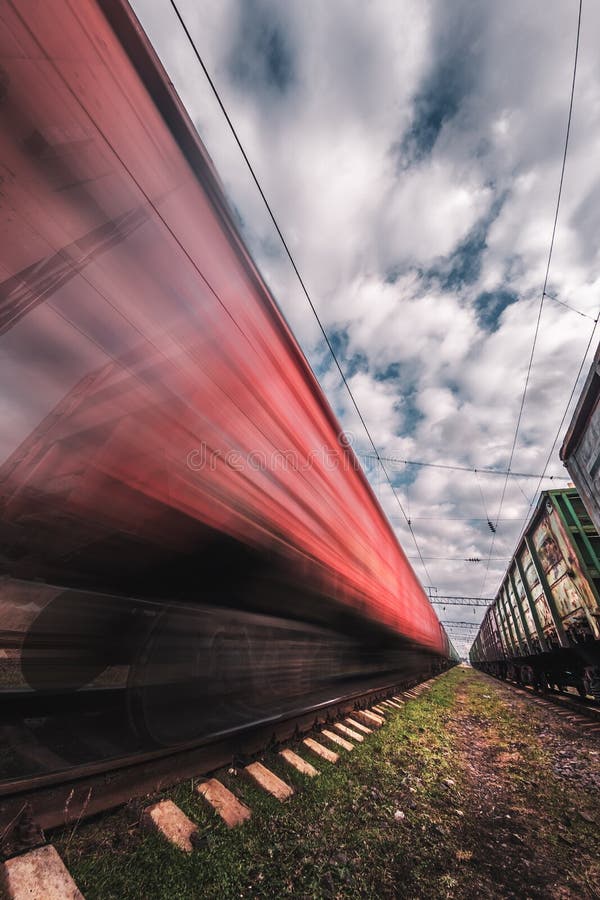Railway on Which Trains Move with Speed Stock Image - Image of platform ...