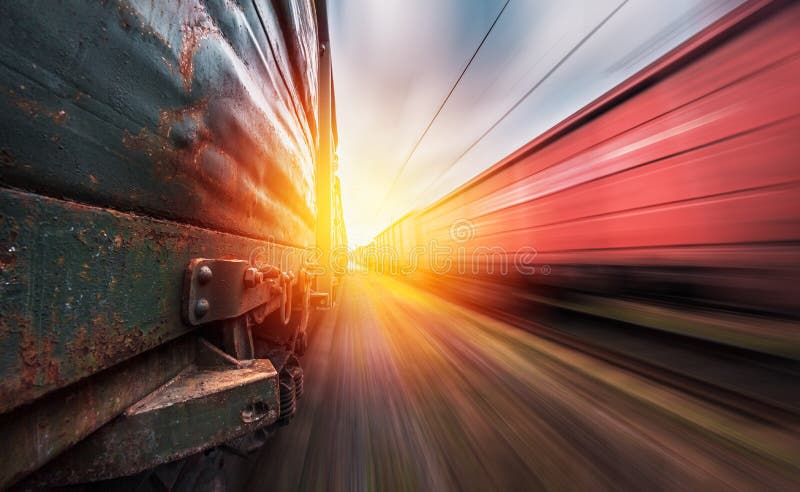 Railway on Which Trains Move with Speed Stock Image - Image of rails ...