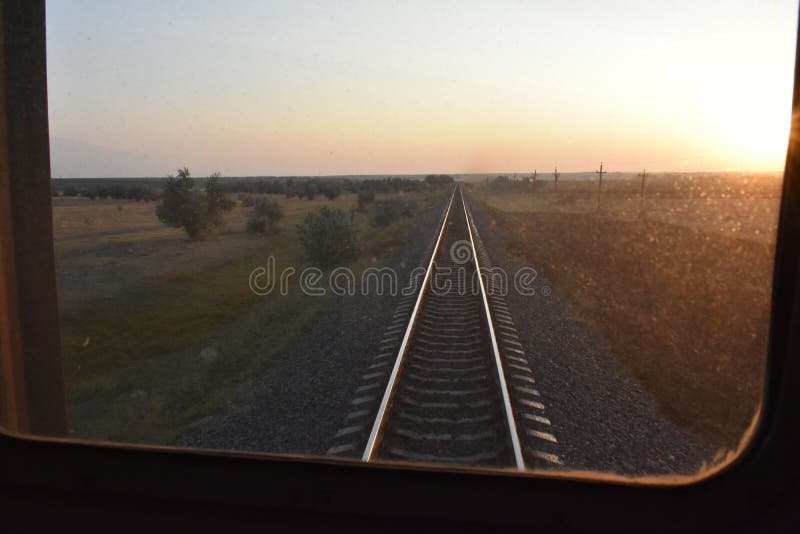 Railway from the Window of the Train while Stock Image - Image of ...