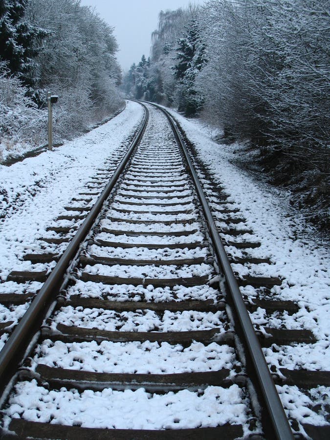 Railway in winter stock photo. Image of network, single - 12938078