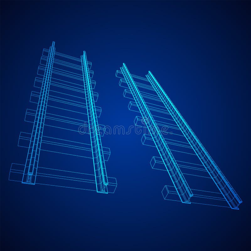 Railway Wireframe Mesh Vector Stock Vector - Illustration of polygon ...