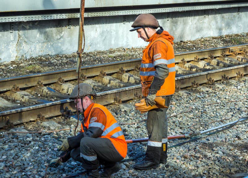 Railroad Electrical Worker. Editorial Photo - Image of rail, platform ...