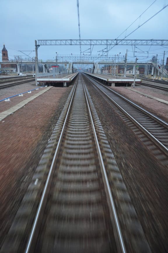 Railways and Electrical Wires Stock Photo - Image of shipping, overpass ...
