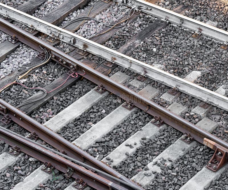 Railways and Points Switch Rails. Stock Photo - Image of retro, metal ...