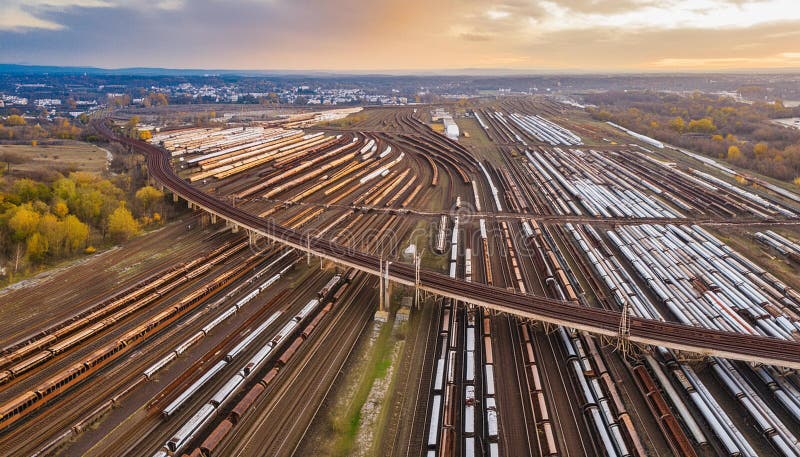 Railways Path Going To See Top View Stock Image - Image of road ...