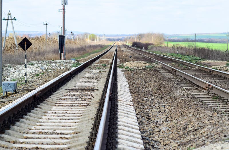Railways. Railway for Trains. Steel Rails Stock Image - Image of ...