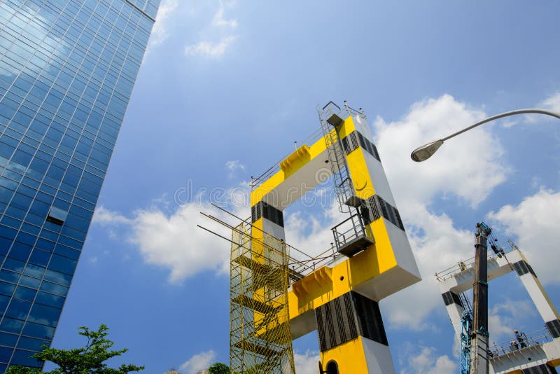 Railways and Sky Train Structure Construction Stock Photo - Image of ...