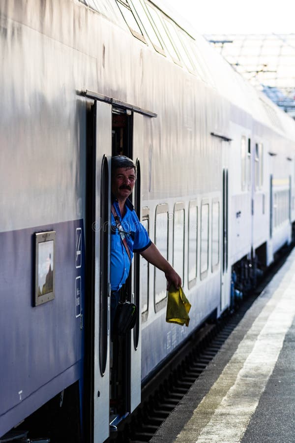 Railworker, Train Staff Signaling for Train Conductor in Bucharest ...