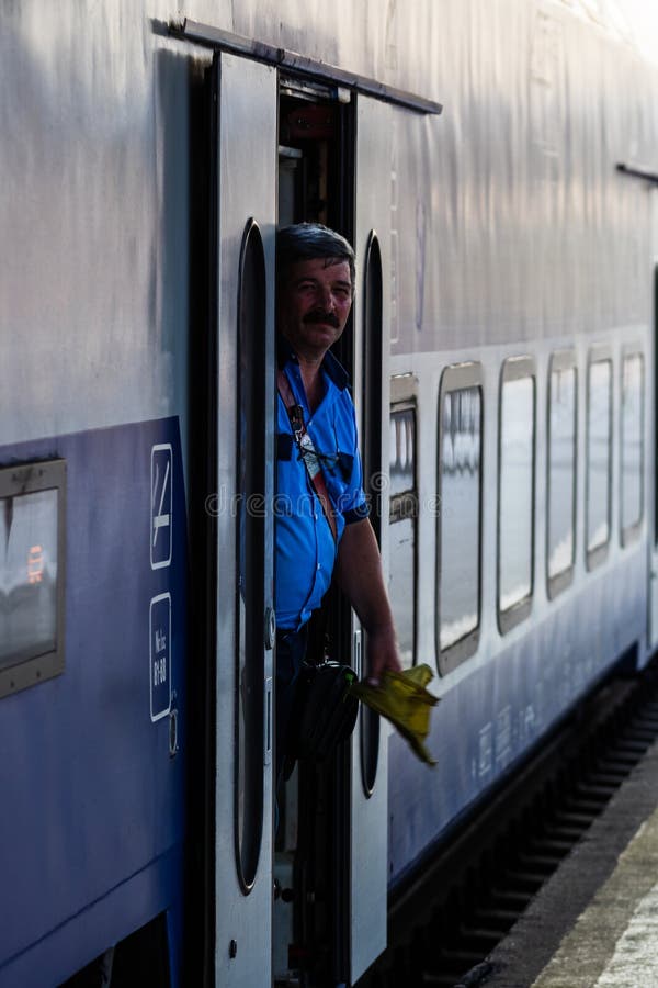 Railworker, Train Staff Signaling for Train Conductor in Bucharest ...