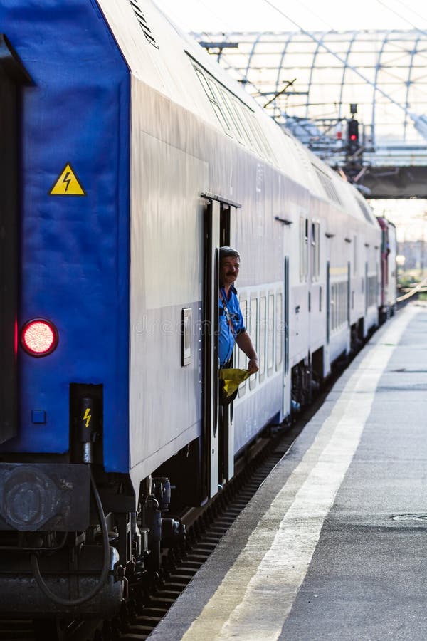 Railworker, Train Staff Signaling for Train Conductor in Bucharest ...