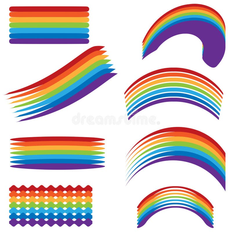 Set of Rainbow Ribbons Isolated on White Background Stock Vector ...