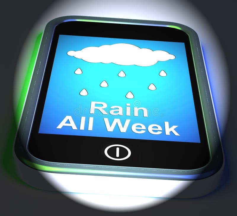 Rain All Week on Phone Shows Wet Miserable Weather Stock Illustration ...