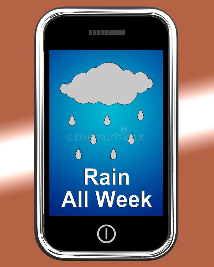 Rain All Week on Phone Shows Wet Miserable Weather Stock Illustration ...