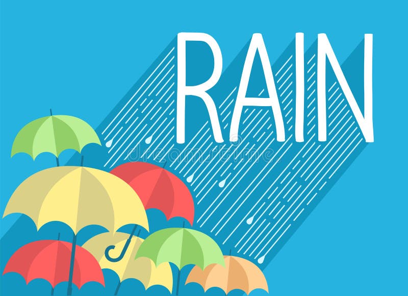 Rain Background with Stylish Text and Umbrellas Stock Vector ...