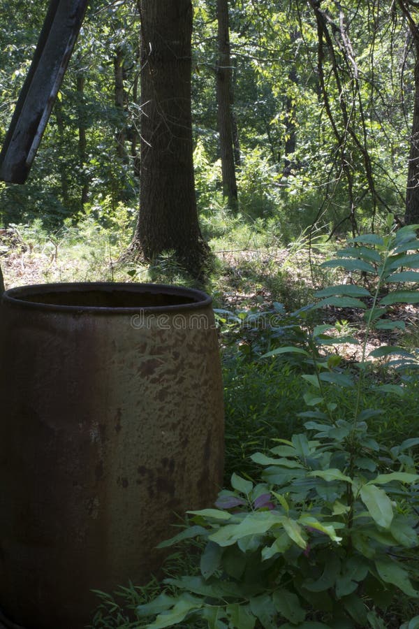 Rain barrel in the forest stock image. Image of rural - 273247099