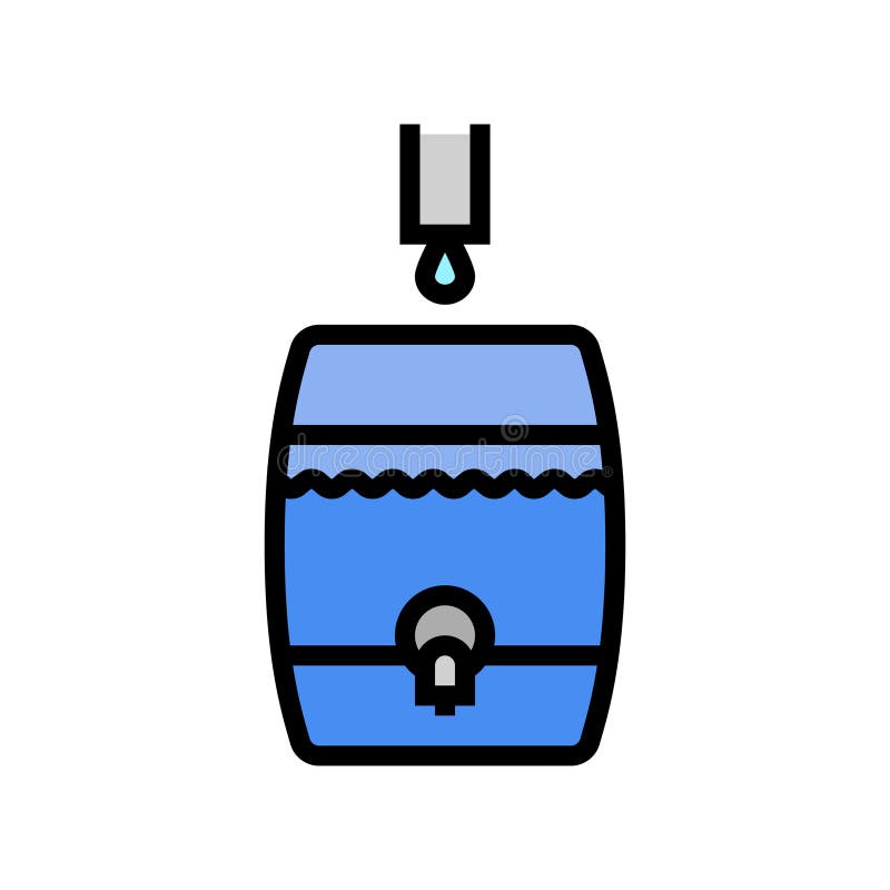 Rain Barrel Water Saving Color Icon Vector Illustration Stock ...