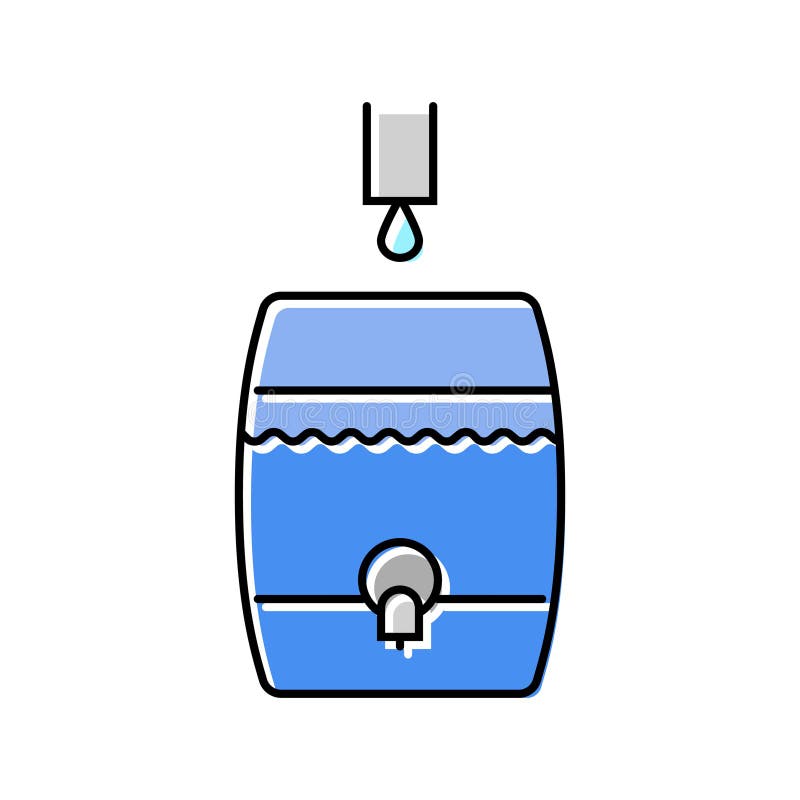 Rain Barrel Water Saving Color Icon Vector Illustration Stock ...