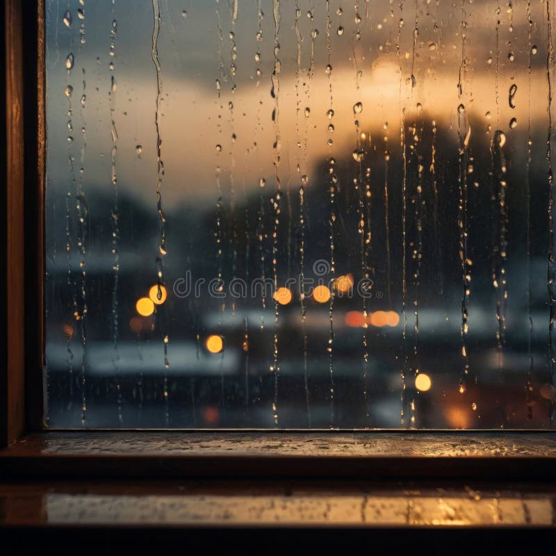 Rain Behind a Rural Wooden Window. Stock Illustration - Illustration of ...