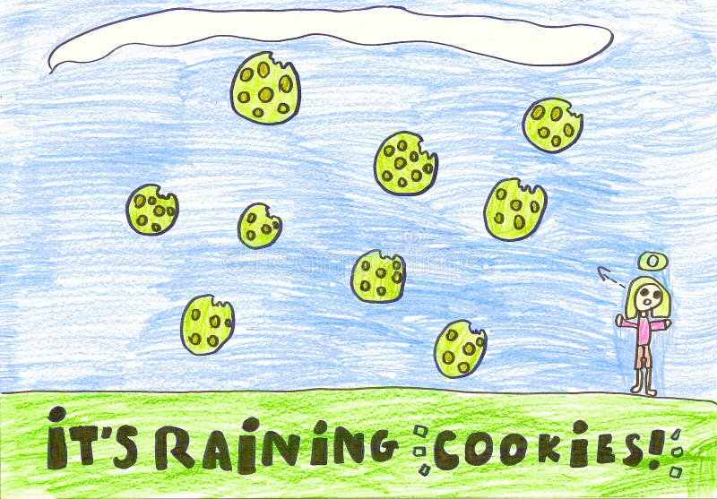 Rain of Cookies, Childs Drawing Stock Illustration - Illustration of ...