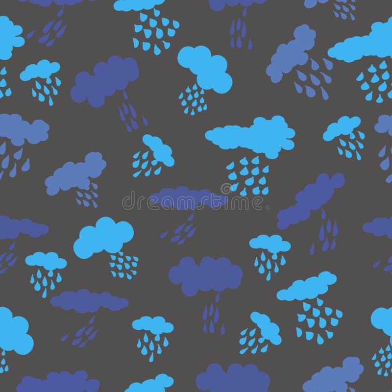 Rain and Blue Clouds with Gray Background Stock Vector - Illustration ...