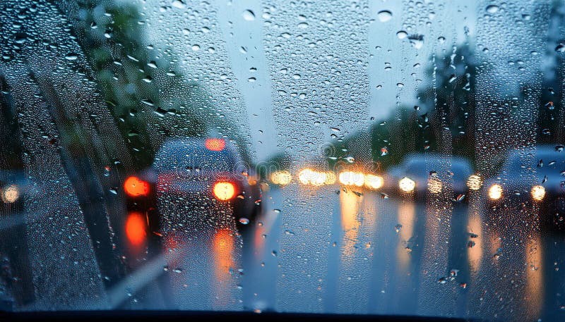 Rain on Car Window. Rain on Car Front Window Stock Illustration ...
