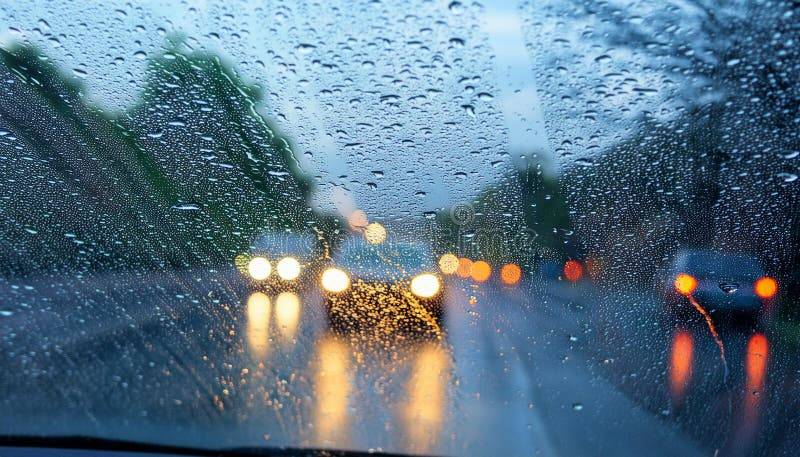 Rain on Car Window. Rain on Car Front Window Stock Illustration ...