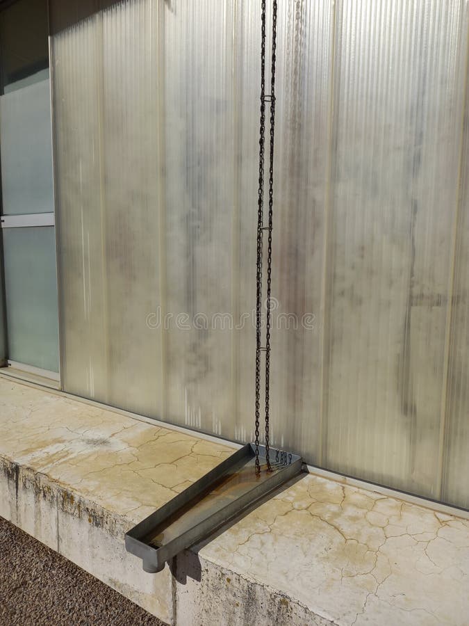 Rain Chain Drainage System on the Wall Stock Photo - Image of flow ...