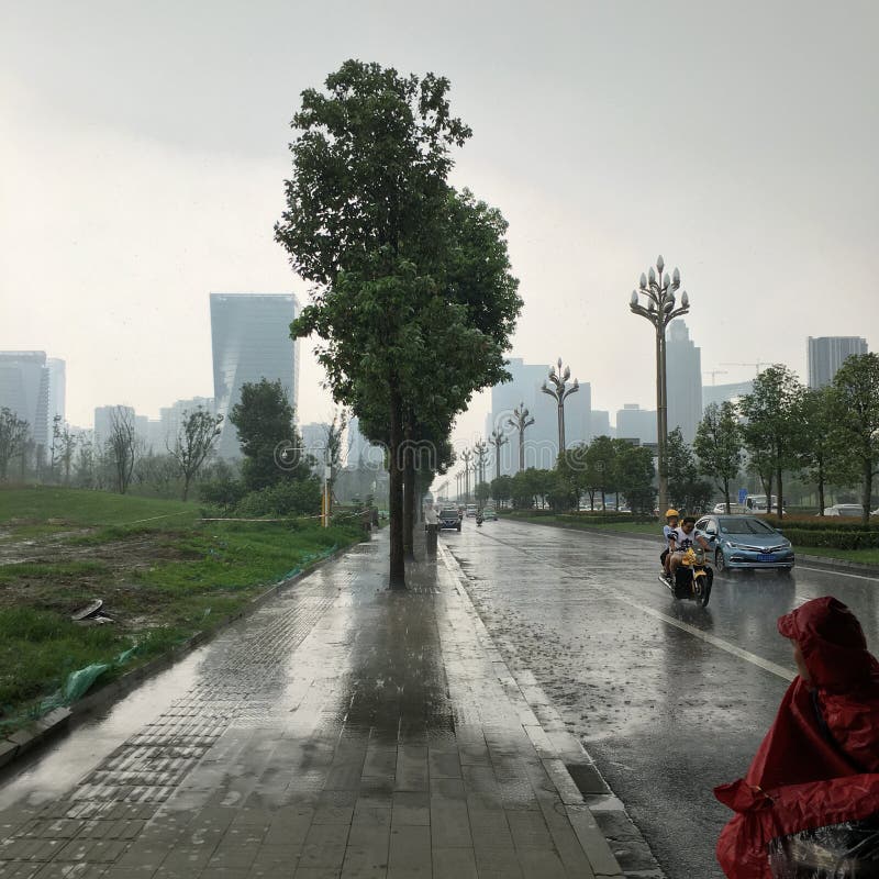 Rain editorial photo. Image of rain, sichuan, road, green - 163656206