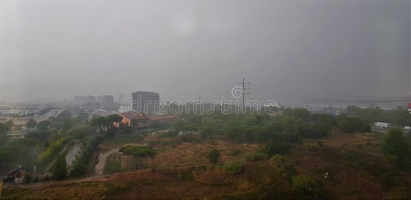 Rain city landscape stock photo. Image of vegetation - 127144192