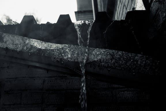 Rain in the City, Water Flow from the Drain, Water Drains from the Pipe ...