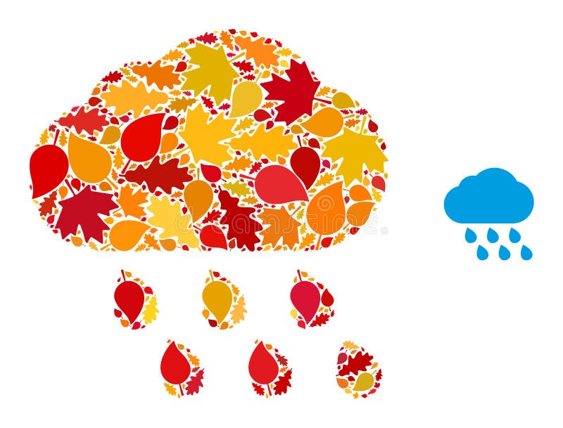Rain Cloud Autumn Mosaic Icon with Fall Leaves Stock Illustration ...
