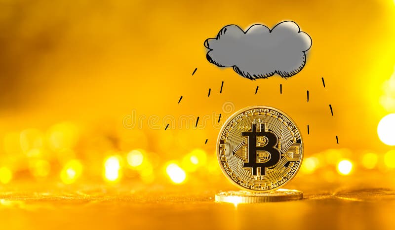 Rain cloud with bitcoin stock photo. Image of market - 153740736