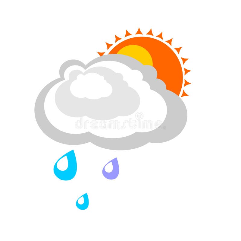 Rain Cloud Covers the Sun. Simple Graphics in Flat Style Stock Vector ...