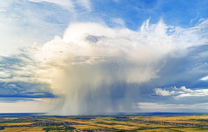 Rain Cloud and Horizon Line. Stock Image - Image of meteorology, meadow ...