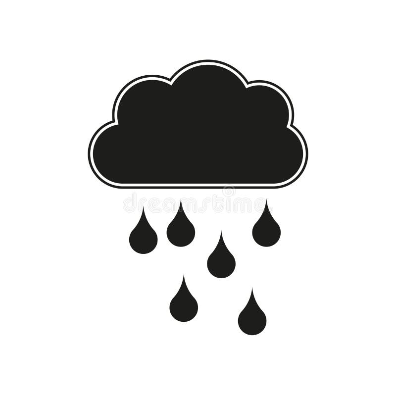 Rain Cloud Icon. Black Droplet Symbol. Weather Forecast Graphic ...