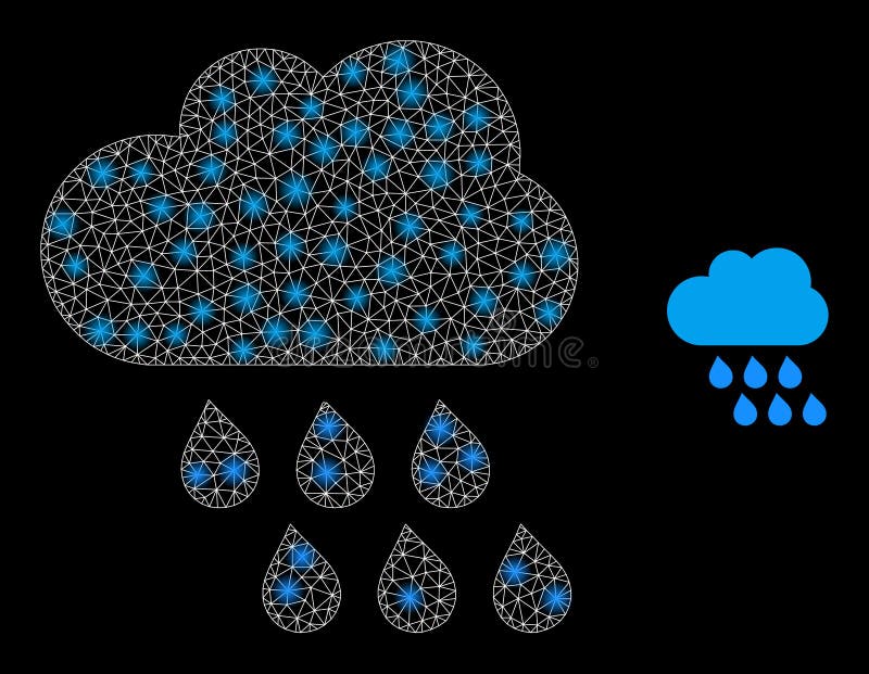 Rain Cloud Icon - Carcass Mesh with Light Spots Stock Vector ...