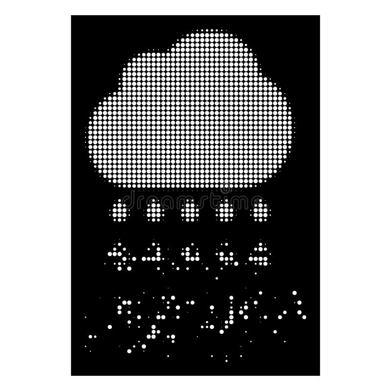 White Dissolving Pixelated Halftone Rain Cloud Icon Stock Vector ...